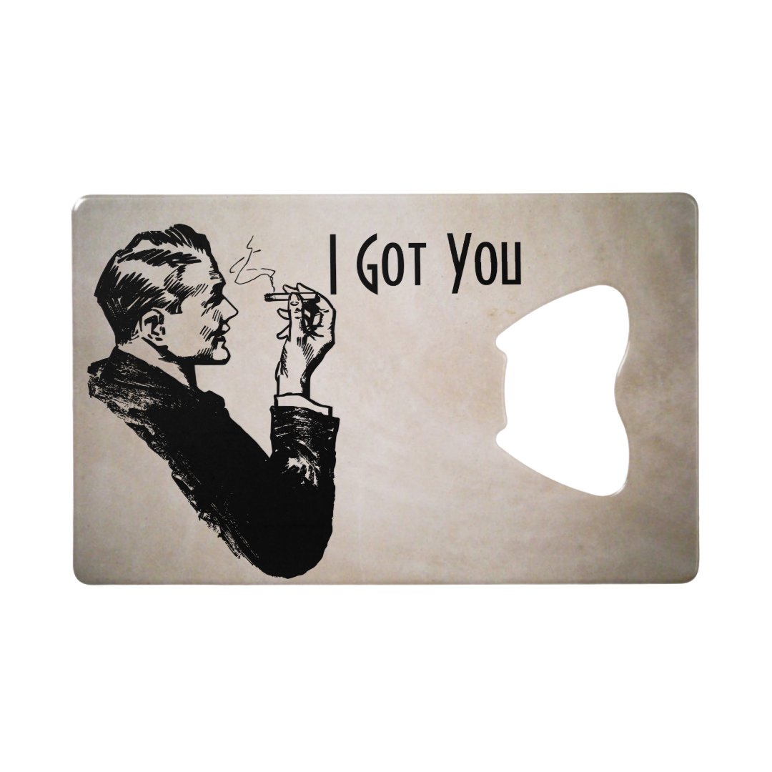 Retro Man Smoking Credit Card Bottle Opener | Zazzle
