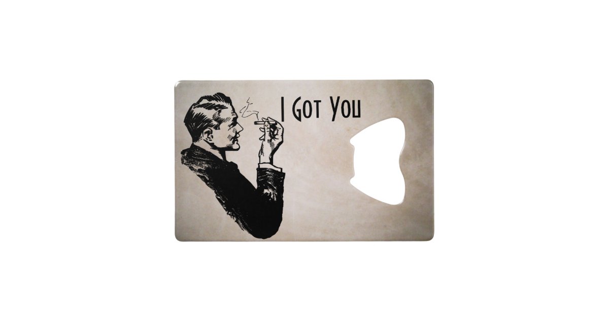 Retro Man Smoking Credit Card Bottle Opener | Zazzle