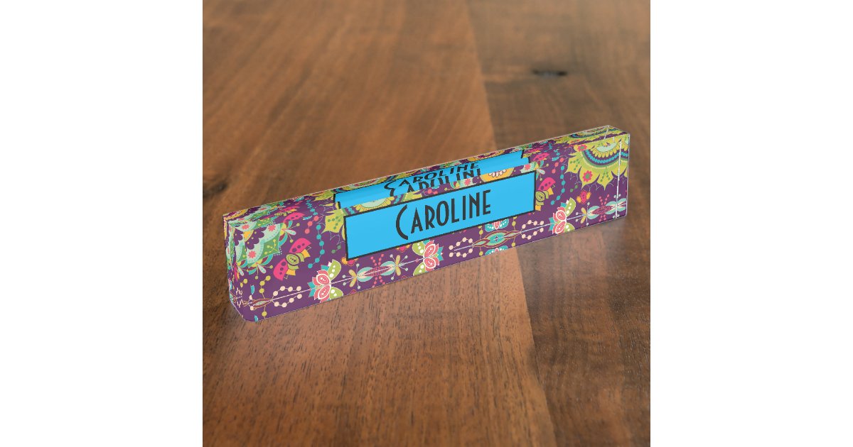Retro Mandala Pattern Desk Name Plate | Zazzle