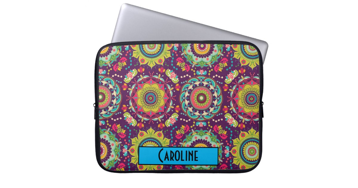 Retro Mandala Pattern Laptop Sleeve | Zazzle
