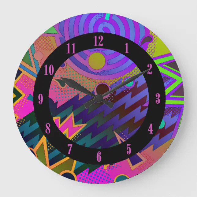 Retro Mania 80's Abstract Wall Clock | Zazzle