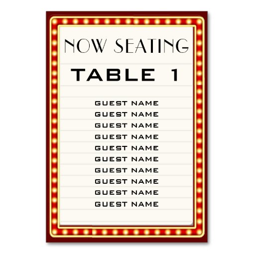 Retro Marquee Sign Wedding Reception Seating Chart Table Number | Zazzle