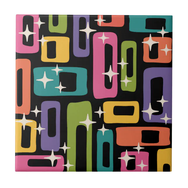 Retro MCM Abstract Atomic Age Pattern Ceramic Tile | Zazzle