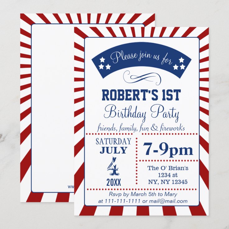 Retro memorial day birthday party invitations | Zazzle