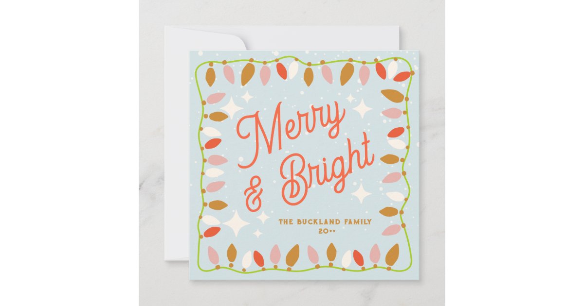 Retro Merry and Bright Christmas Lights Invitation | Zazzle