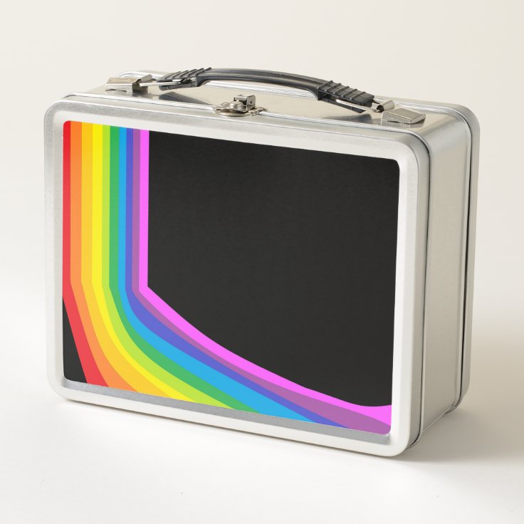 Retro Metal Lunch Box With Rainbow Design | Zazzle
