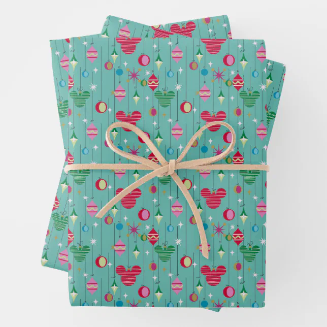 Retro Mickey Mouse Holiday Ornament Wrapping Paper Sheets | Zazzle