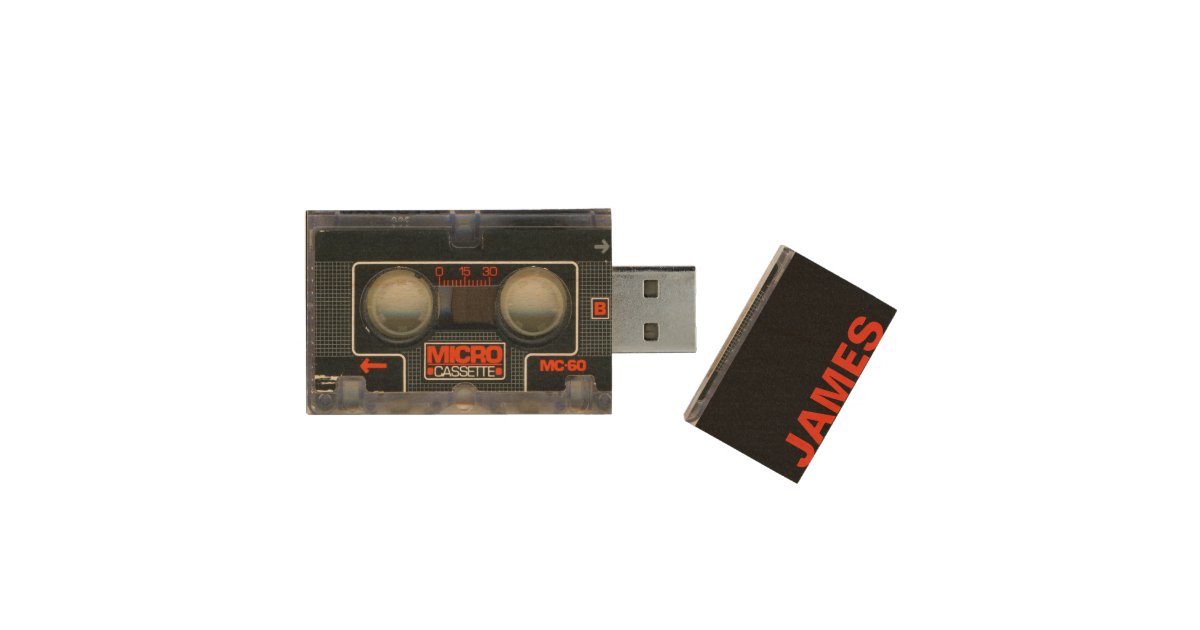Retro Micro Cassette Audiotape Personalized Wood USB Flash Drive | Zazzle