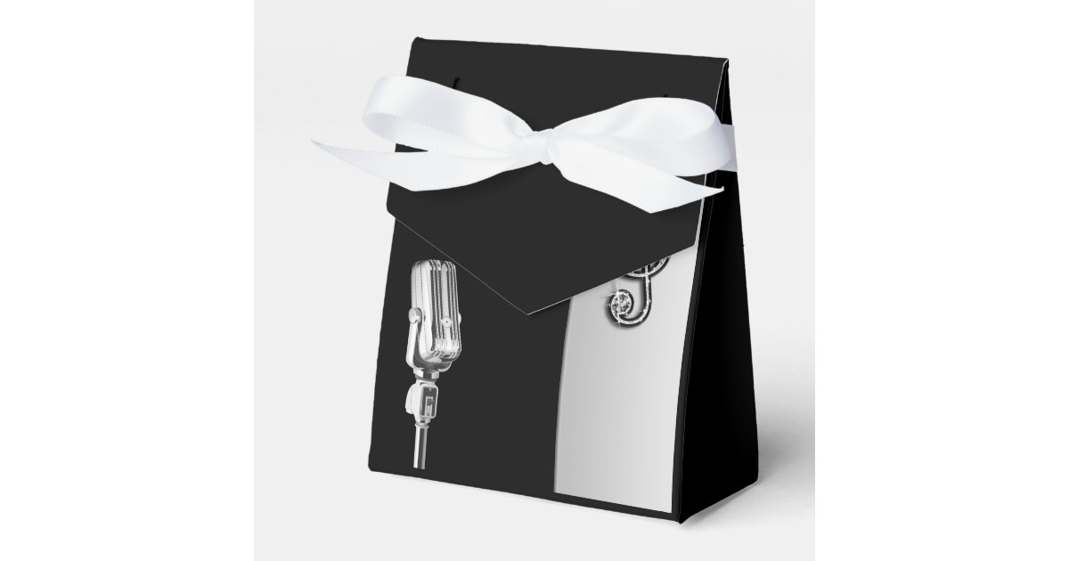 Retro Microphone & Treble Cleft Birthday Favor Box | Zazzle