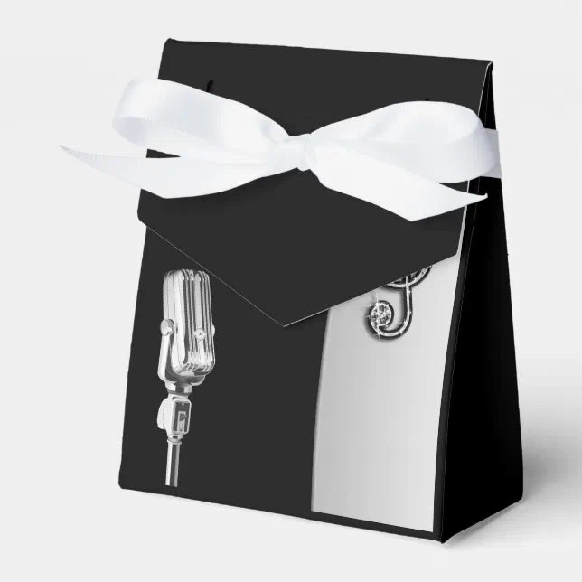 Retro Microphone & Treble Cleft Birthday Favor Box | Zazzle