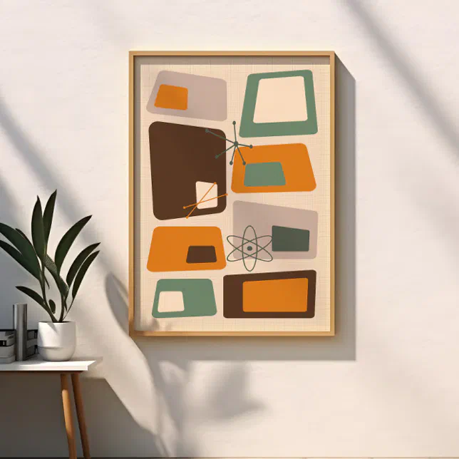 Retro Mid Century Atomic Era Abstract Art Poster | Zazzle