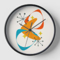 Retro Mid Century Atomic Space Age Abstract 20 Clock | Zazzle