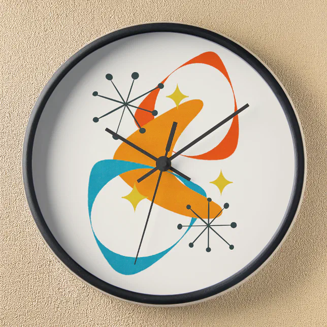Retro Mid Century Atomic Space Age Abstract 20 Clock | Zazzle