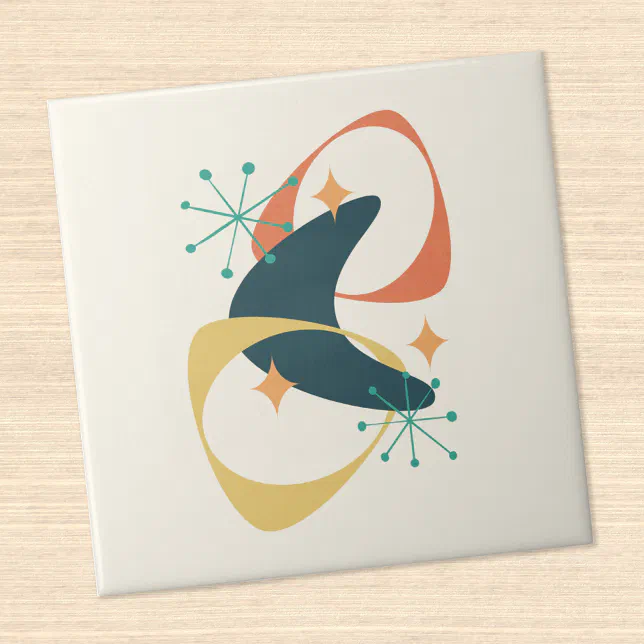 Retro Mid Century Atomic Space Age Abstract Ceramic Tile | Zazzle