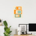 Retro Mid Century Geometric Abstract Teal Orange Poster | Zazzle