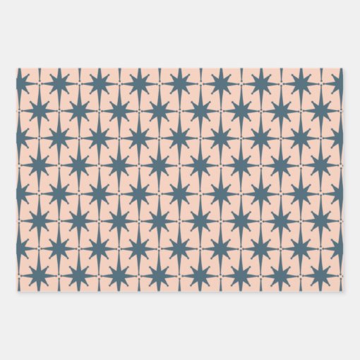 Retro Mid Century Modern 50s Starburst Pattern Wrapping Paper Sheets ...