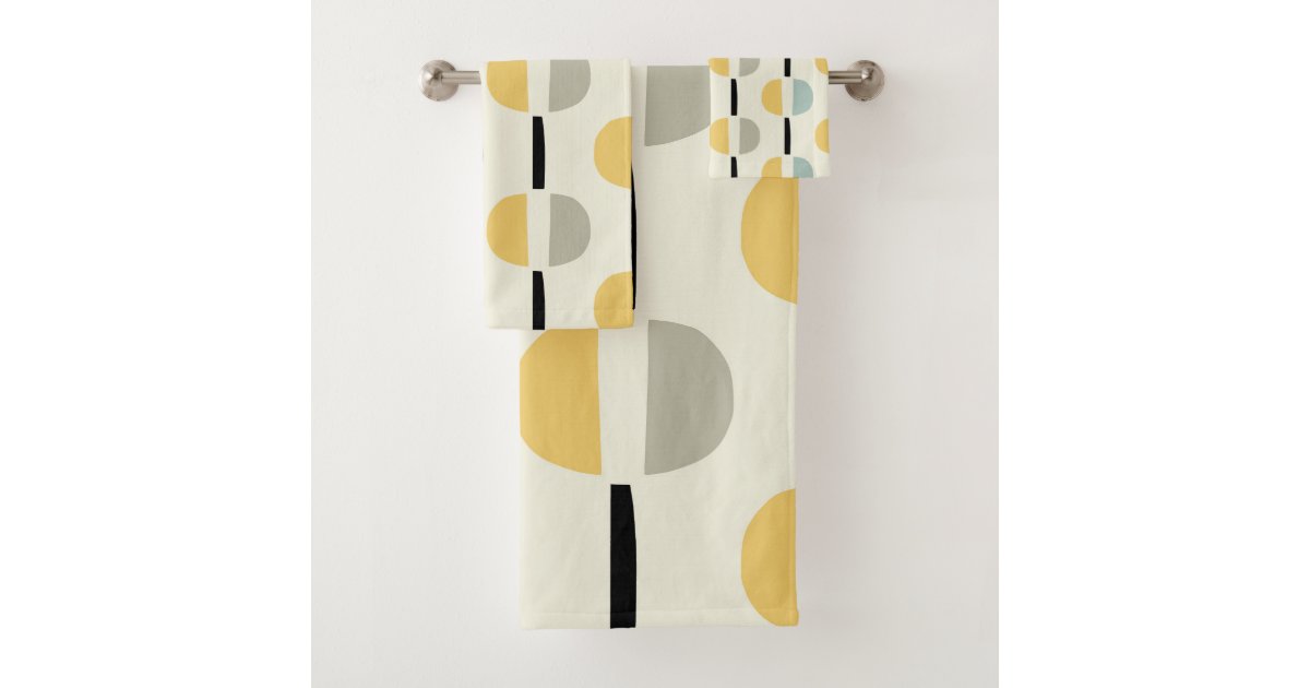 Retro Mid Century Modern Geometric Pattern Bath Towel Set | Zazzle