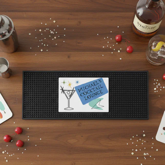 Retro Mid Century Modern martini Bar Mat | Zazzle
