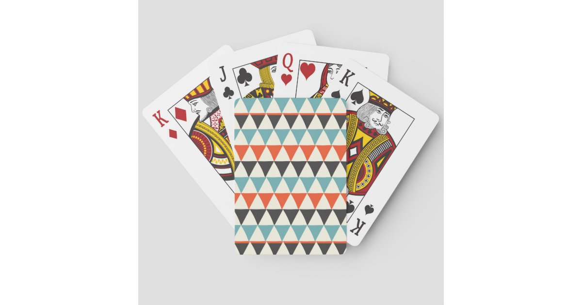 Retro Mid-Century Modern Triangle Pattern Poker Cards | Zazzle