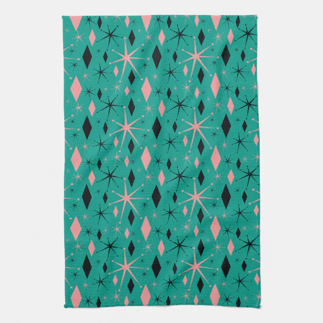 Retro Mid Century Starburst and Diamonds Dish Kitchen Towel | Zazzle Retro Mid Century Starburst and Diamonds Dish Kitchen Towel | Zazzle