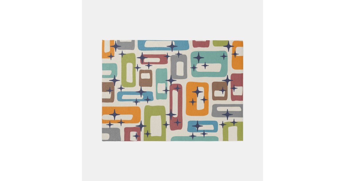 Retro Mid Mod Atomic Age Pattern Rug | Zazzle