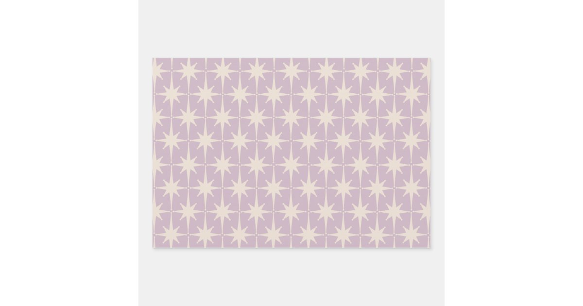 Retro Midcentury 50s Star Pattern in Lilac Wrapping Paper Sheets | Zazzle