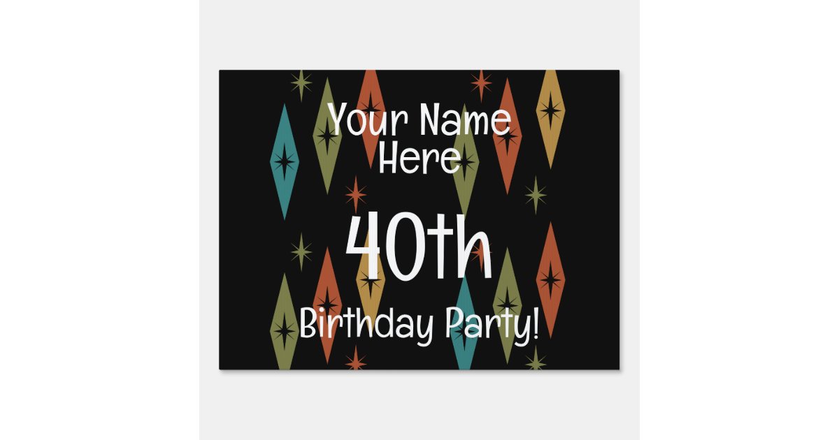 Retro Midcentury Custom Birthday Sign | Zazzle