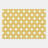 Retro Midcentury Modern Starbursts Mustard White Wrapping Paper Sheets ...