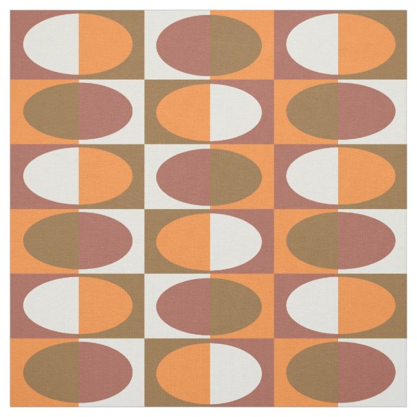 Atomic Mid-Century Ovals Pattern Fabric | Zazzle