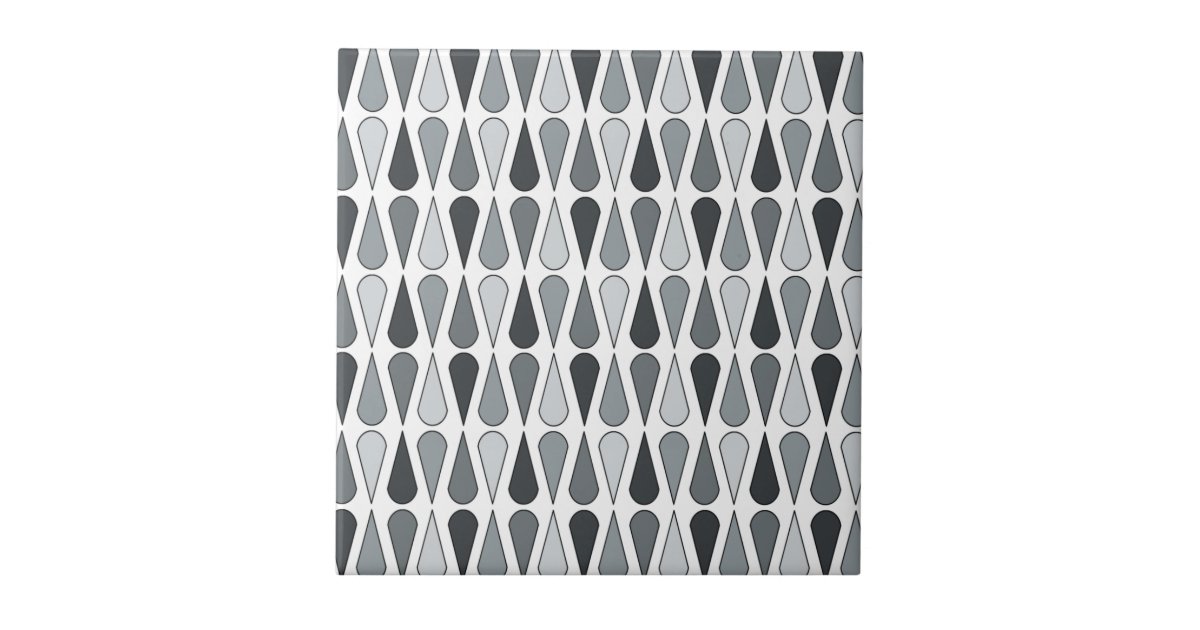 Retro Midcentury Teardrops Gray Ceramic Tile | Zazzle