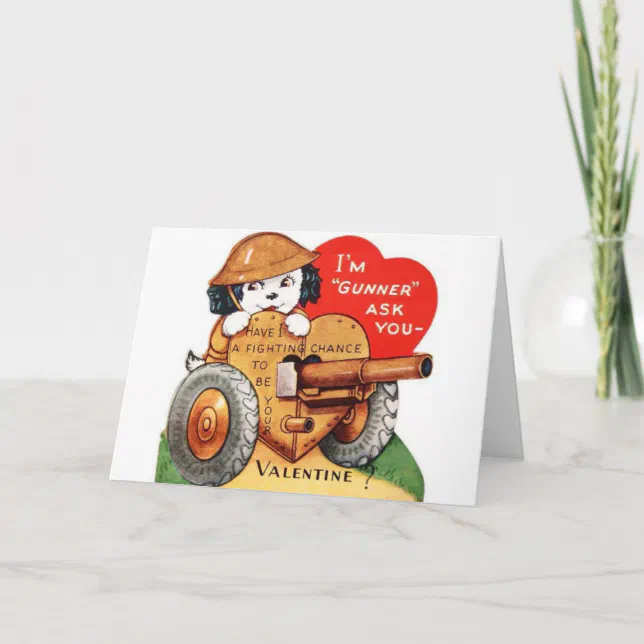 Retro Military Gunner Valentine's Day Card | Zazzle