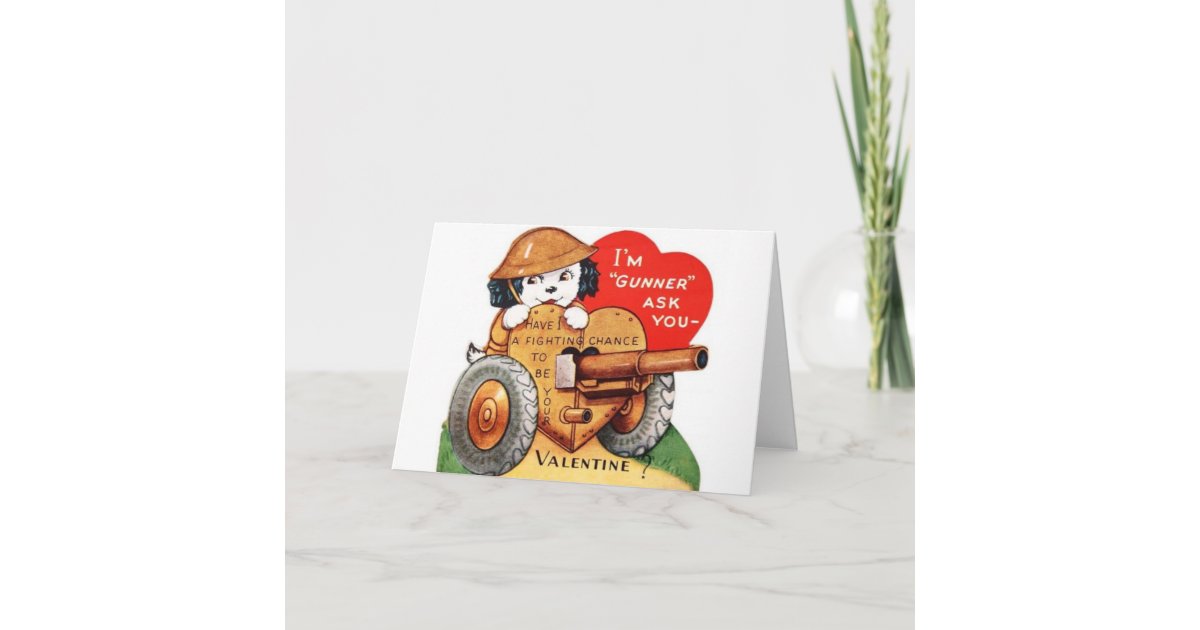Retro Military Gunner Valentine's Day Card | Zazzle