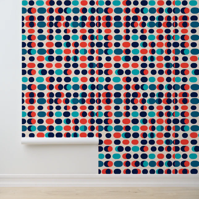Retro Mod Capsules: Vibrant Geometric Pattern Wallpaper | Zazzle