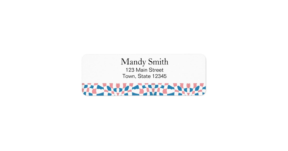 Retro Mod Pink Blue Checkerboard Abstract Label | Zazzle