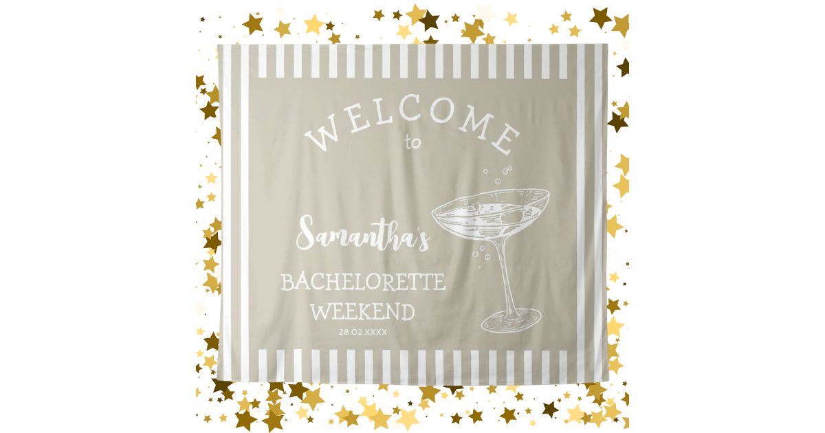 Retro Modern Beige Bachelorette Party Backdrop | Zazzle