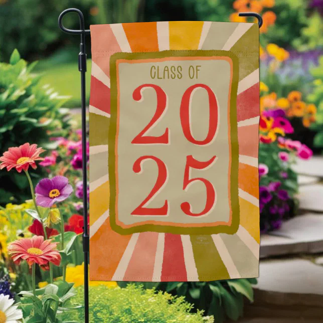 Retro Modern Class of 2025 Graduation Flag | Zazzle