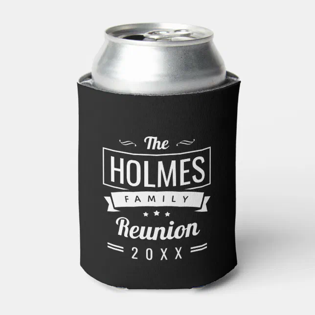 Retro Modern Family Reunion Logo Can Cooler | Zazzle