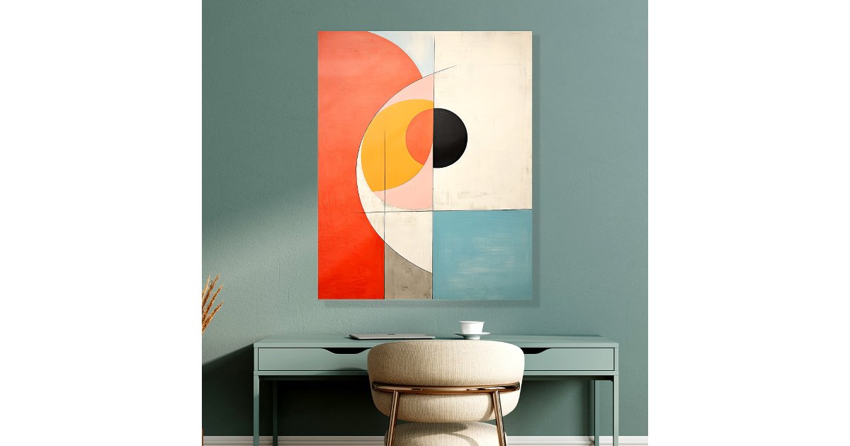 Retro Modern Geometric Shapes Wall Art Acrylic Photo Tile | Zazzle