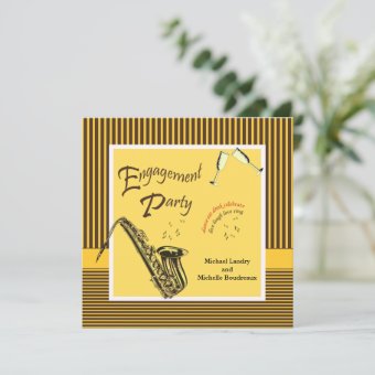 Retro Modern Jazz Engagement Party Invitation | Zazzle