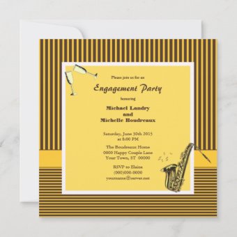 Retro Modern Jazz Engagement Party Invitation | Zazzle