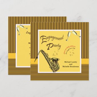 Retro Modern Jazz Engagement Party Invitation | Zazzle