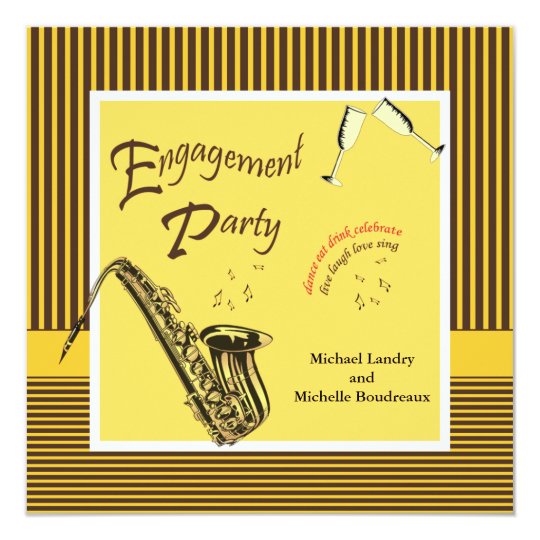 Retro Modern Jazz Engagement Party Invitation | Zazzle.com