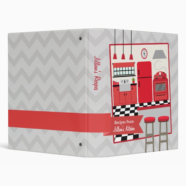 Retro Modern Red Kitchen Recipe Binder | Zazzle.com