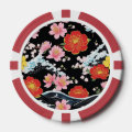 Retro Modern Seigaiha Sakura Flowers Japan party Poker Chips | Zazzle