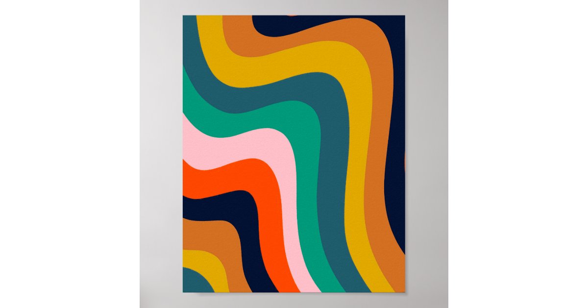 Retro modern swirl background poster | Zazzle