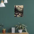 Retro Mountain Landscape Illustration Poster | Zazzle