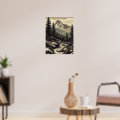 Retro Mountain Landscape Illustration Poster | Zazzle