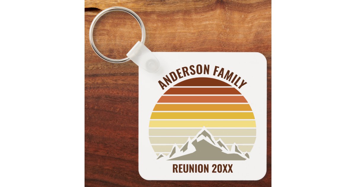 Retro Mountain Sunset Personalized Keychain | Zazzle