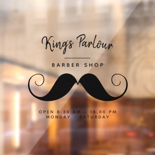 Retro Moustache - Barber Shop Window Cling | Zazzle