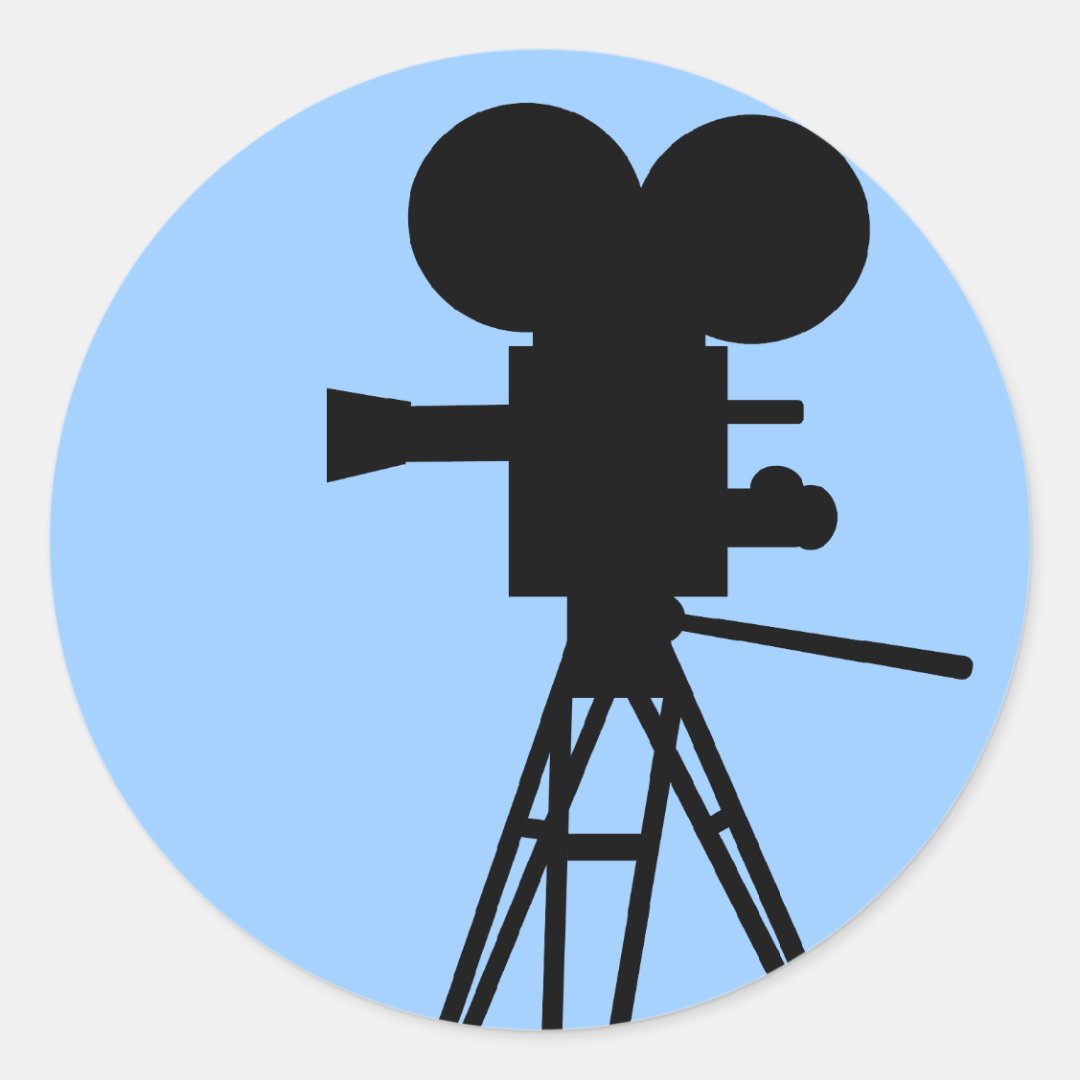 Retro Movie Camera Silhouette Stickers | Zazzle